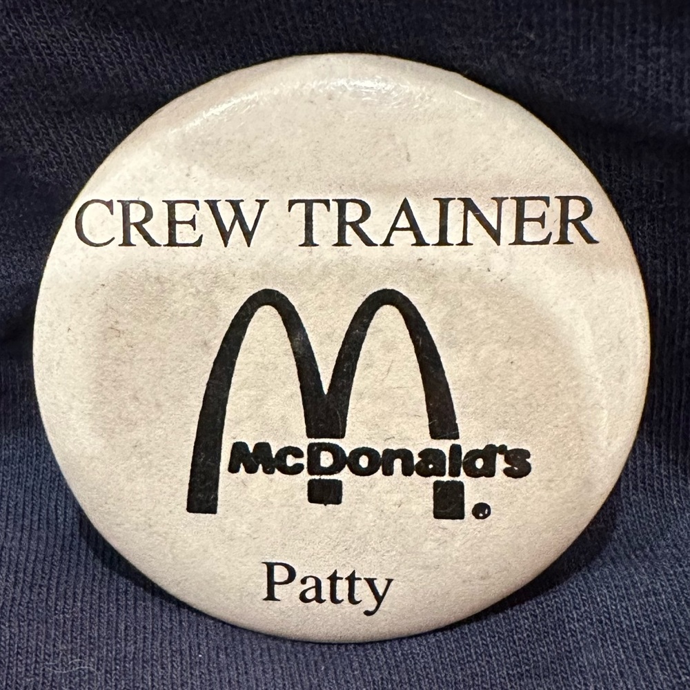 Vintage Mcdonald’s Patty Name Tag Button - Gem